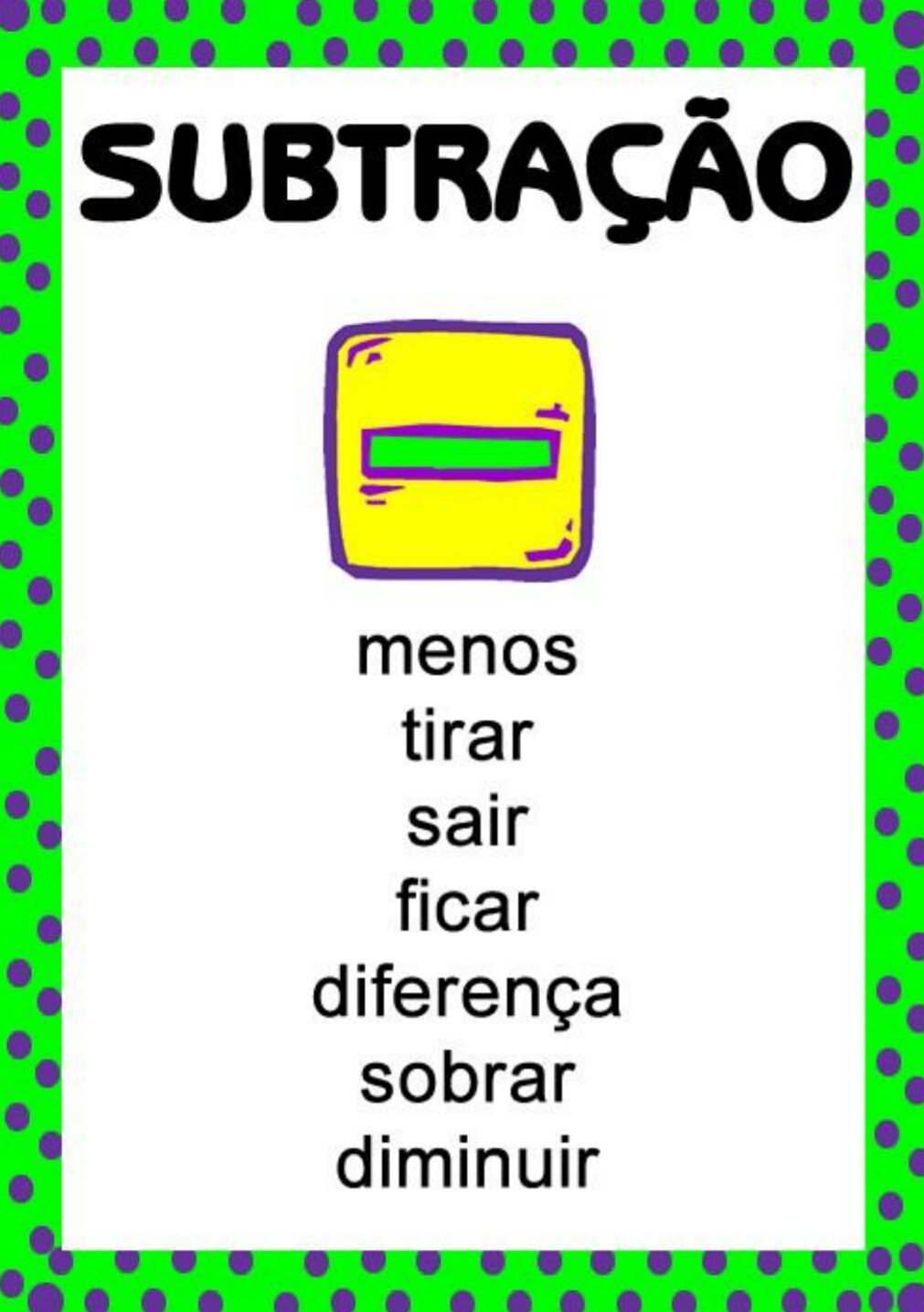 Matemática Cards coloridos e ilustrados com termos matemáticos ...