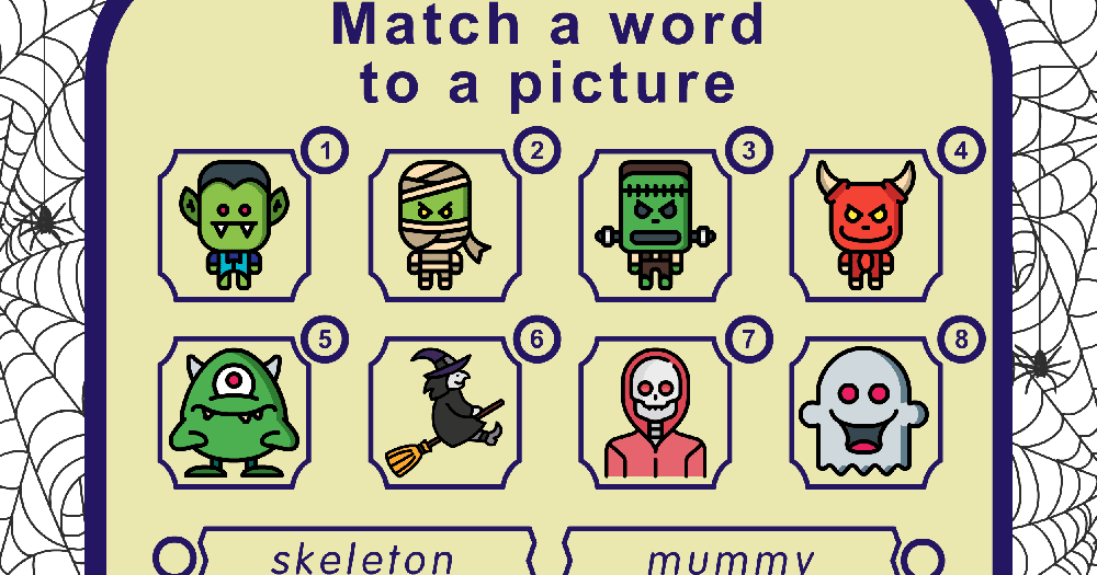 Halloween Worksheets: Word to Picture Matching