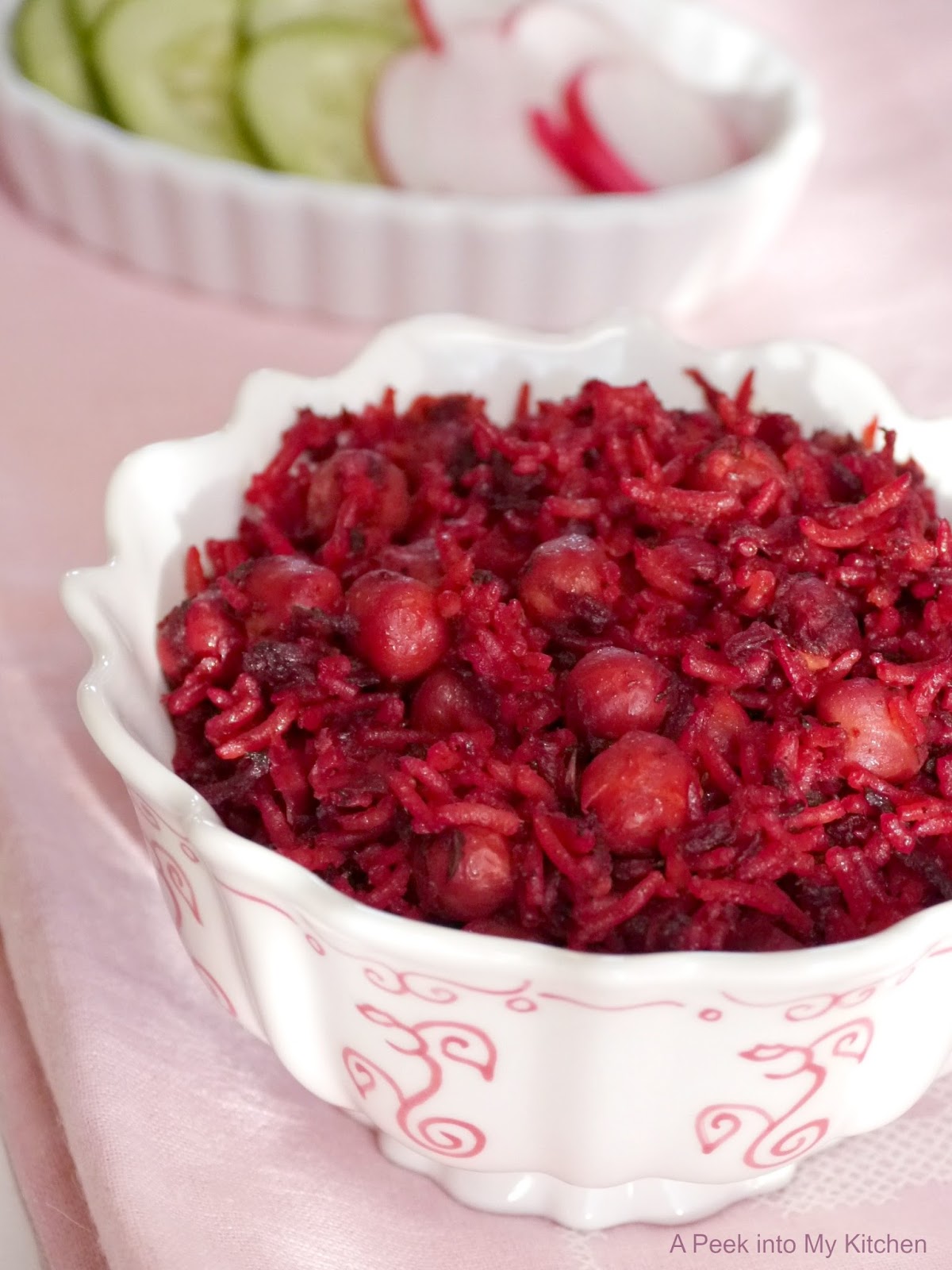 A Peek into My Kitchen: Beetroot Rice with Channa / Chickpeas ~ Day 39