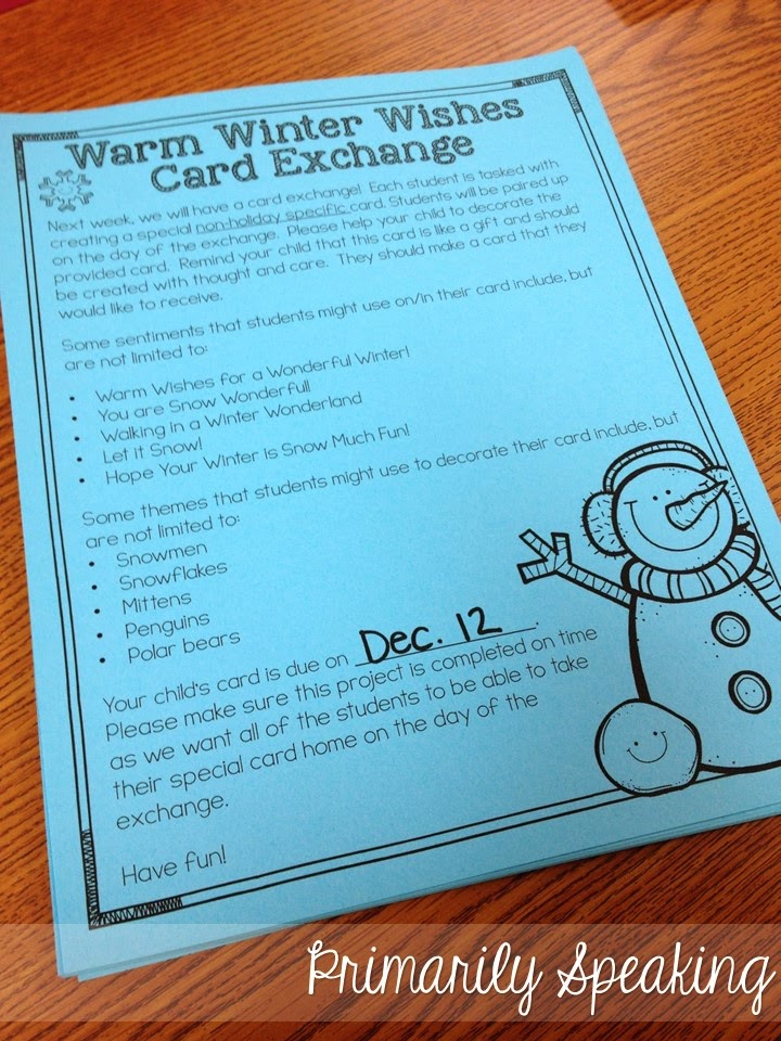 Winter Card Exchange {A Holiday Activity for Primary Students ...