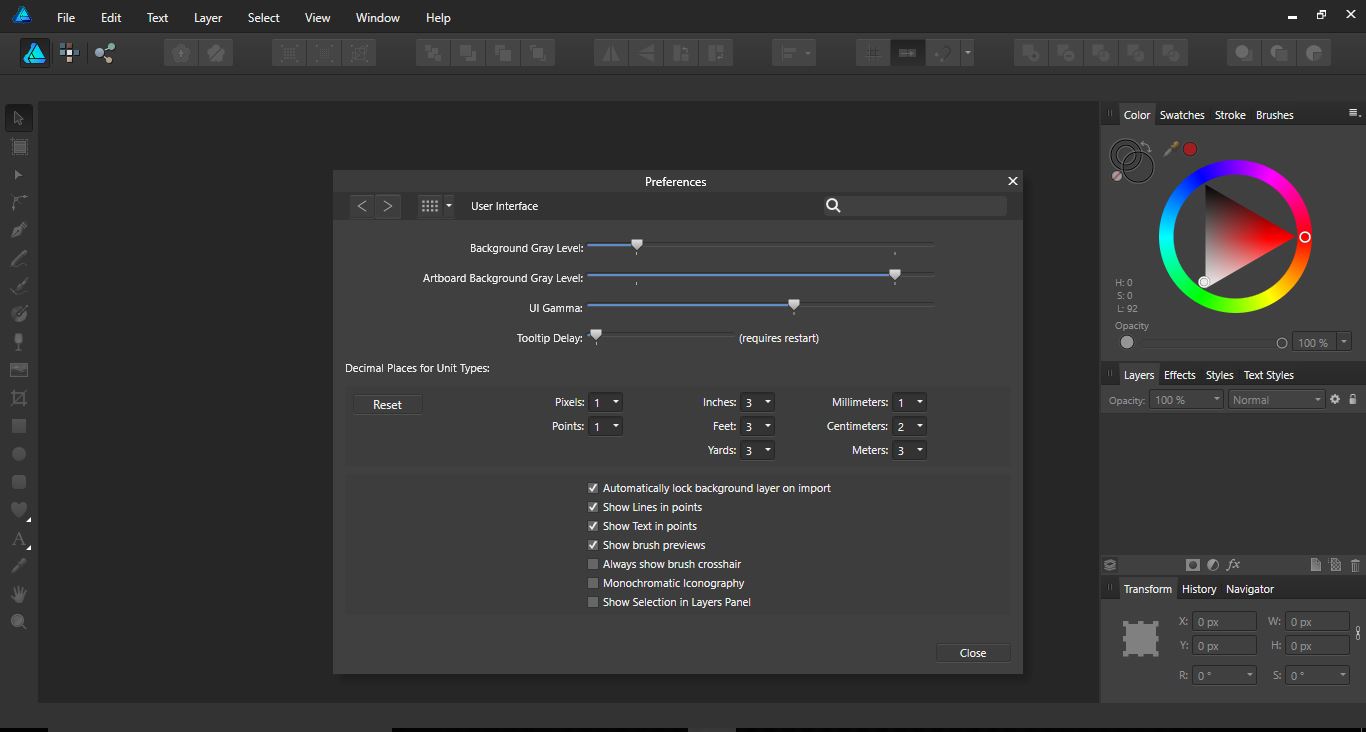 How to access the Preferences panel in Affinity Designer | Design Bundles