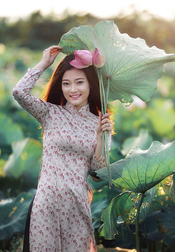 Vu Thuy Dung and Lotus Flower - Asian Girl