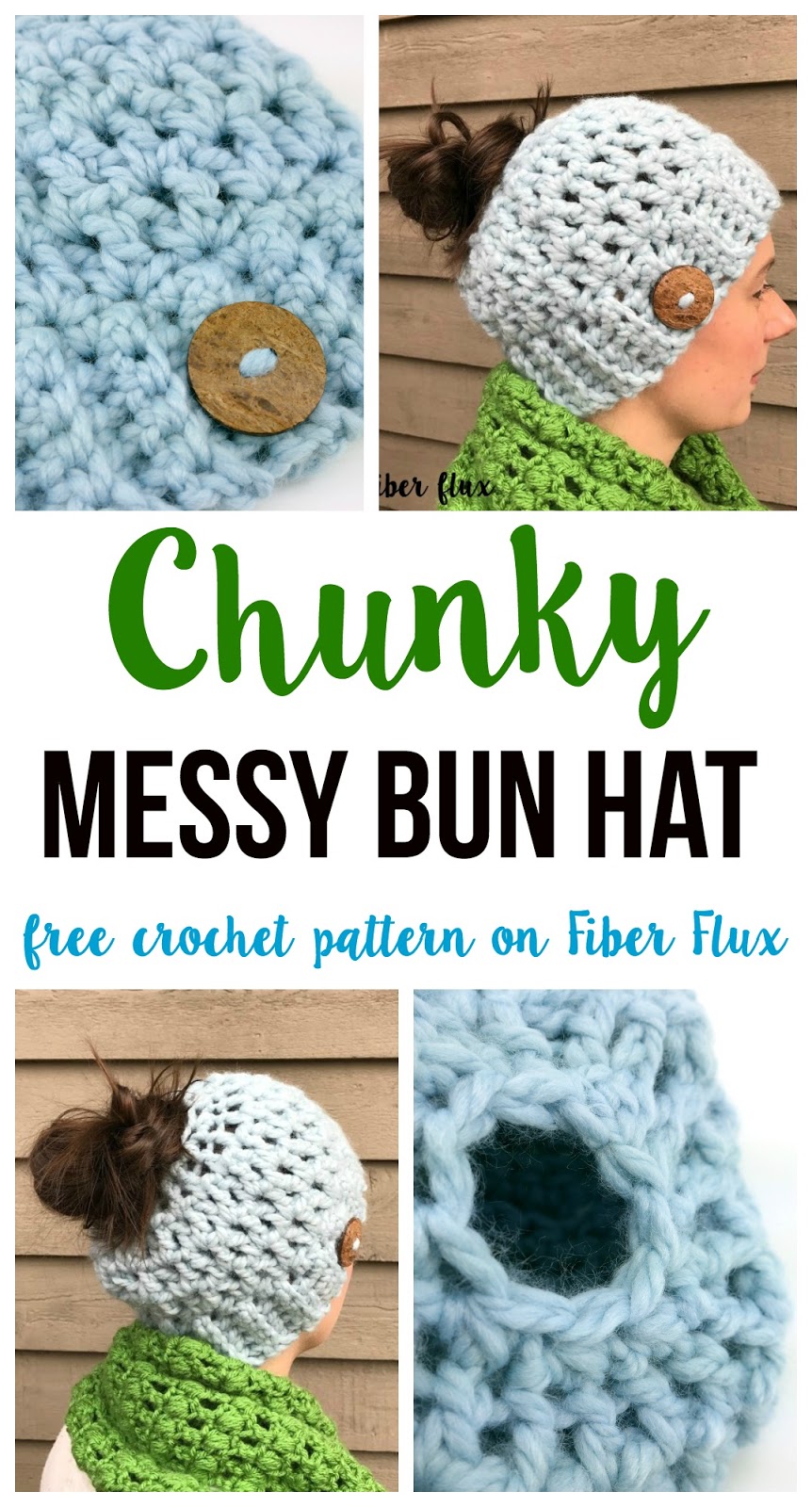 Free Crochet Pattern...Chunky Messy Bun Hat! | Fiber Flux...Adventures ...