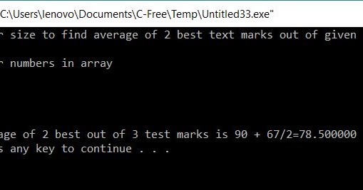 All C Programs: Prog 355: Average of best two test marks out of given ...