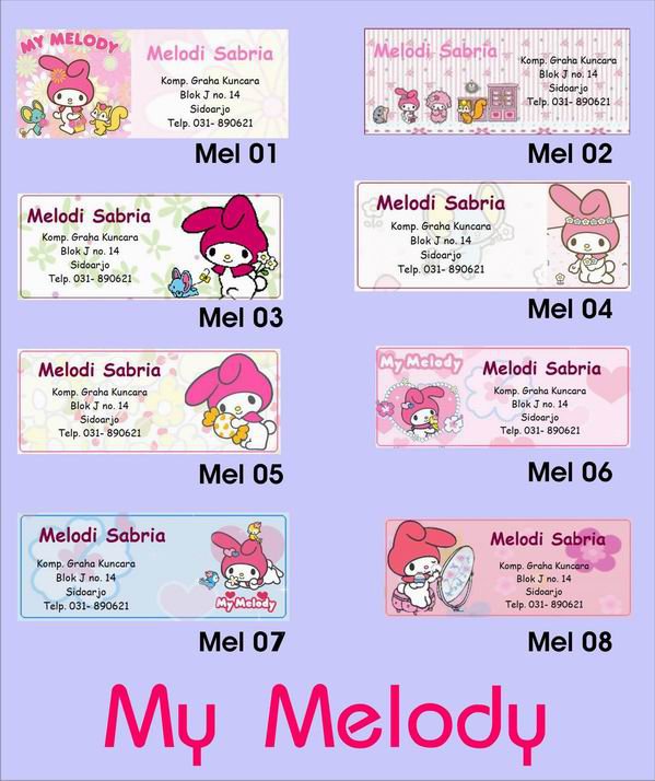 My Melody | STIKER LABEL NAMA