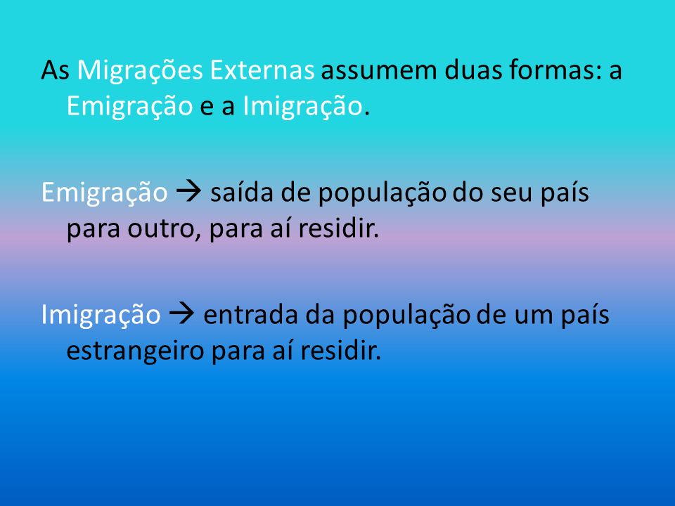 Imigração e Emigração