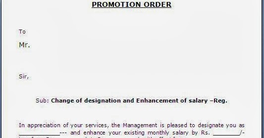 Promotion Order Format