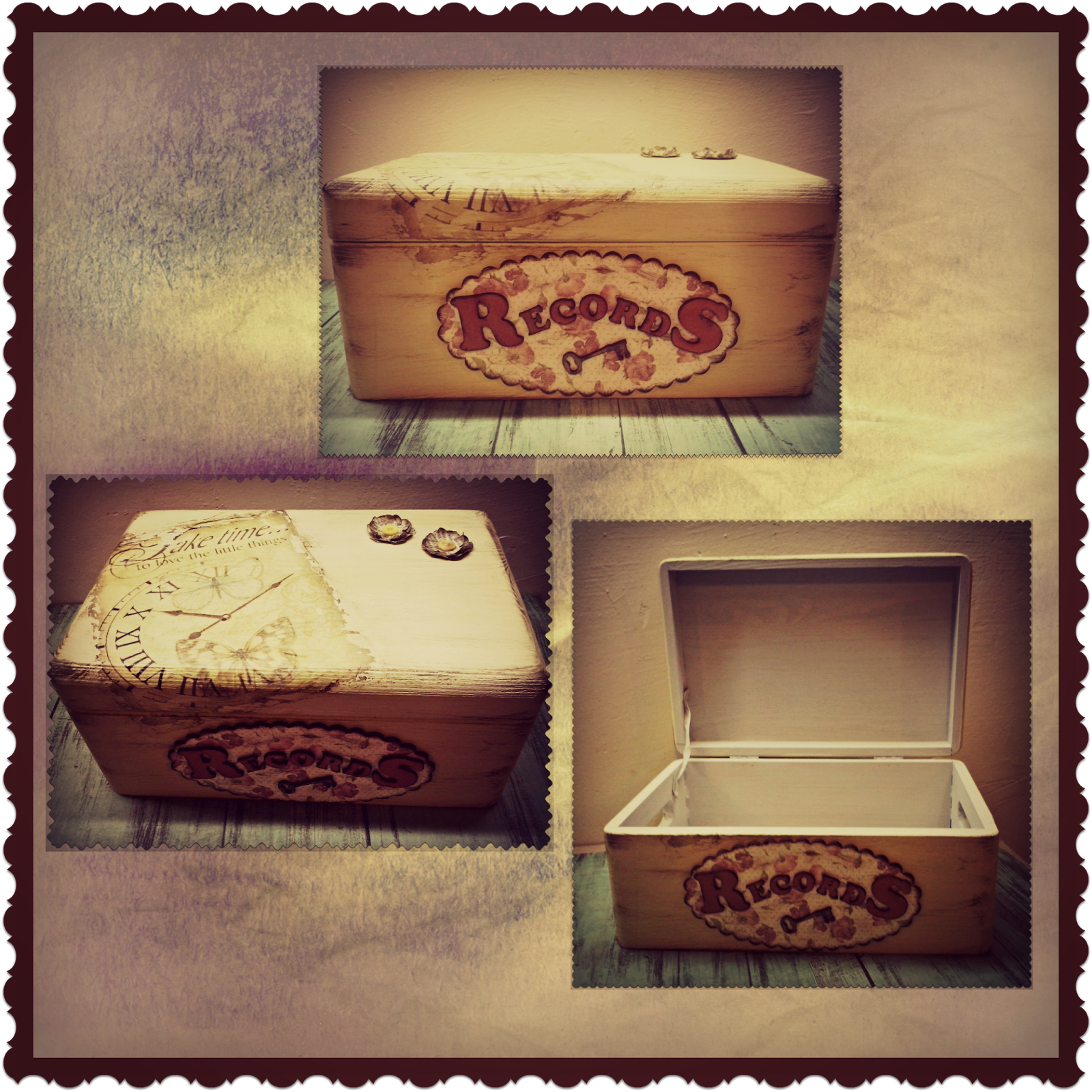 Una caja para guardar recuerdos, decorada con transferencias y ...
