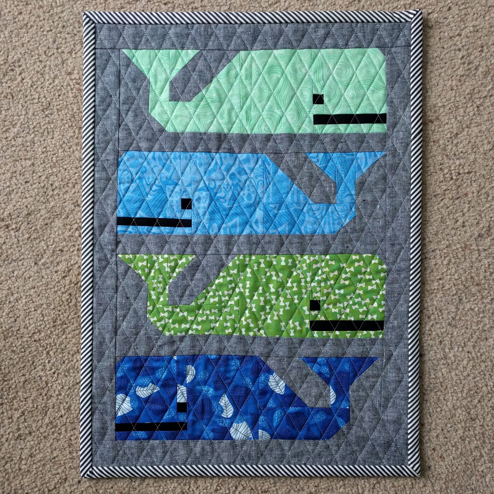 Preppy the Whale | A Finished Mini Quilt