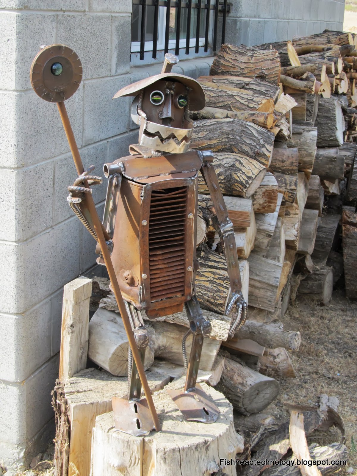 Fishhead Technology: Recycled Sentry (Yard Art)