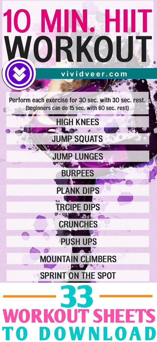 33 Workout Sheets to Download! (No Equipment) - Vivid Veer
