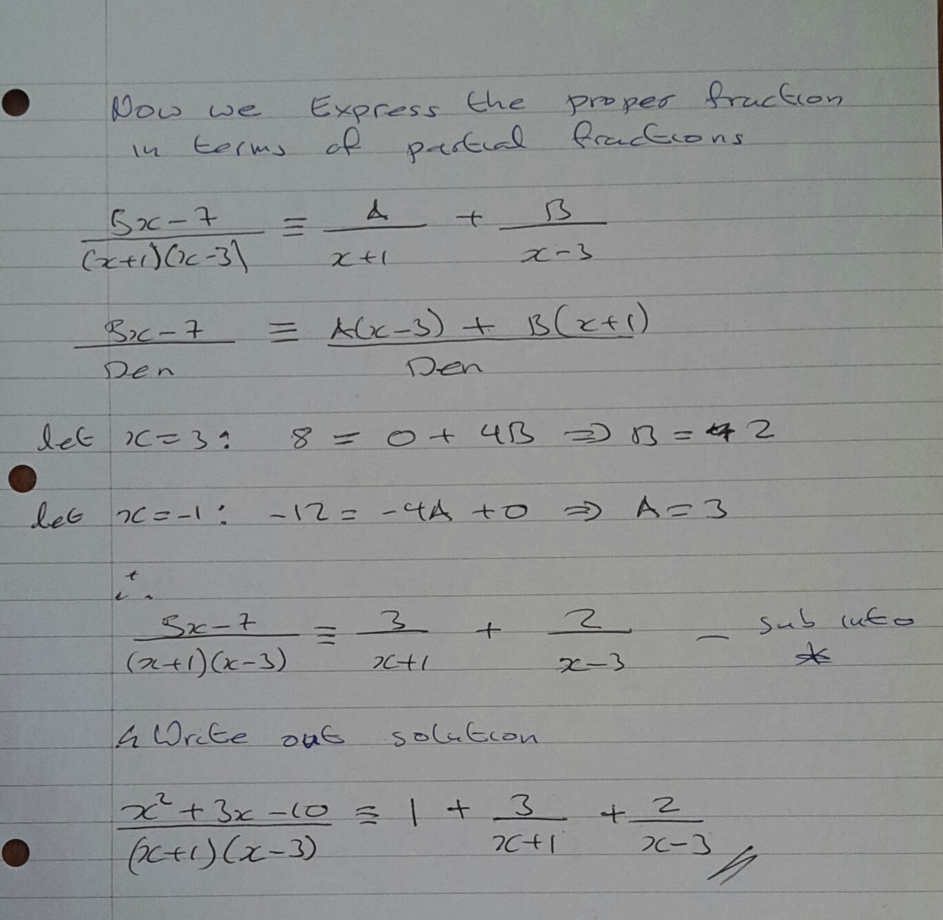 A Level Maths Notes: A2 Partial Fractions: Improper fractions