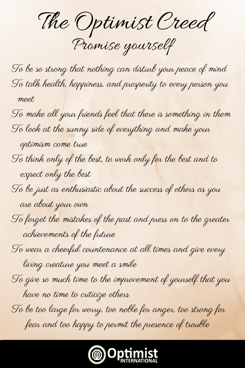 Optimists Creed