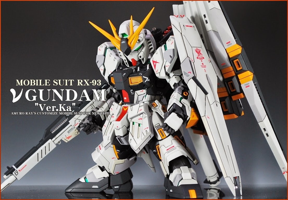 SD + MG 1/100 Nu Gundam Ver. Ka - Custom Build ~ Gundam Kit Review and News