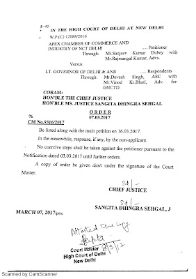 Board HR: Stay Order - Delhi Minimum Wages March 2017