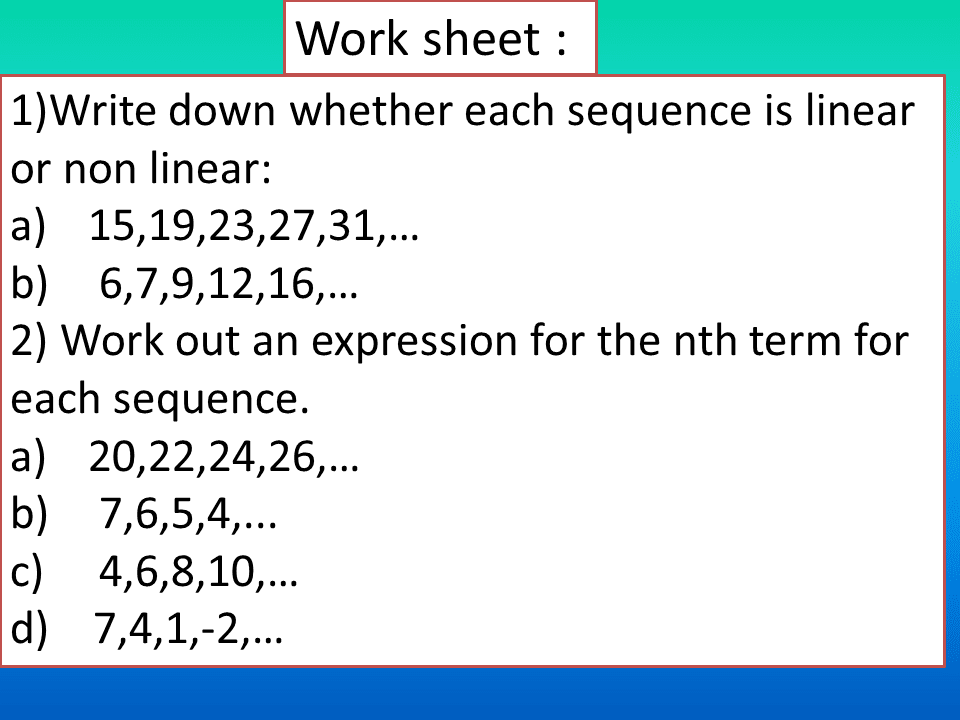 Math 8: chapter 7 sequences and functions