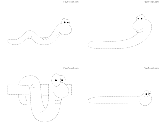 Four Dotted: Free printable Worm dotted drawing worksheet/activity for kids