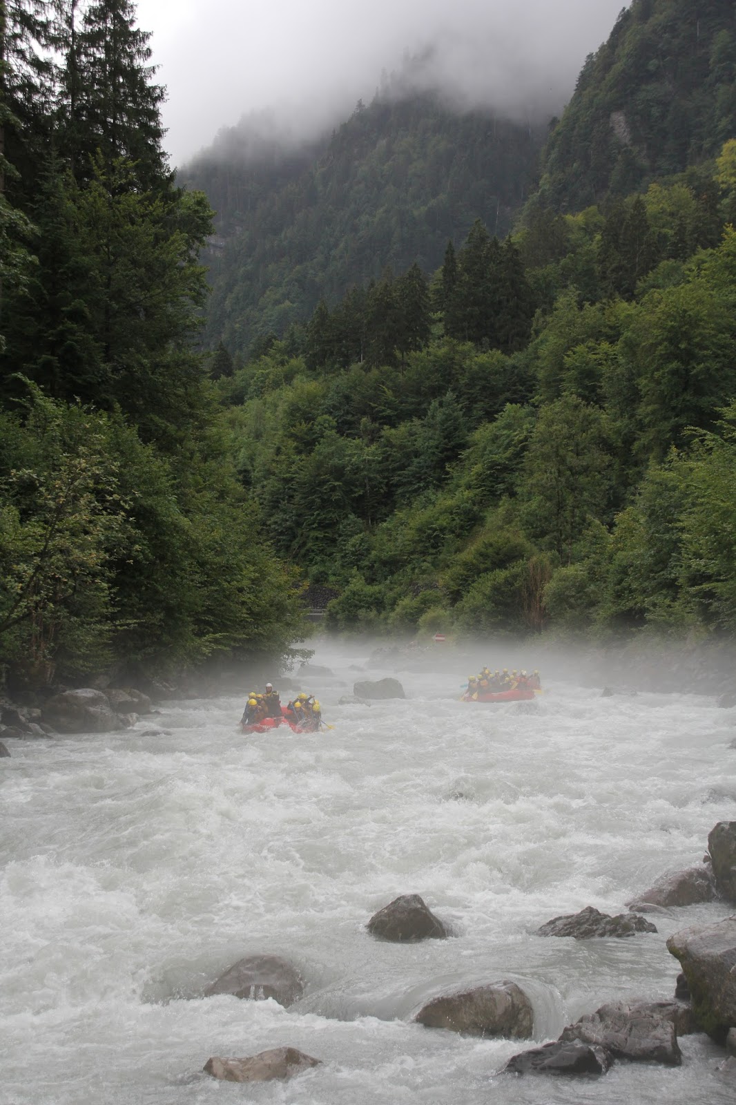 White Water Rafting In The Glacial River Of Interlaken, Switzerland