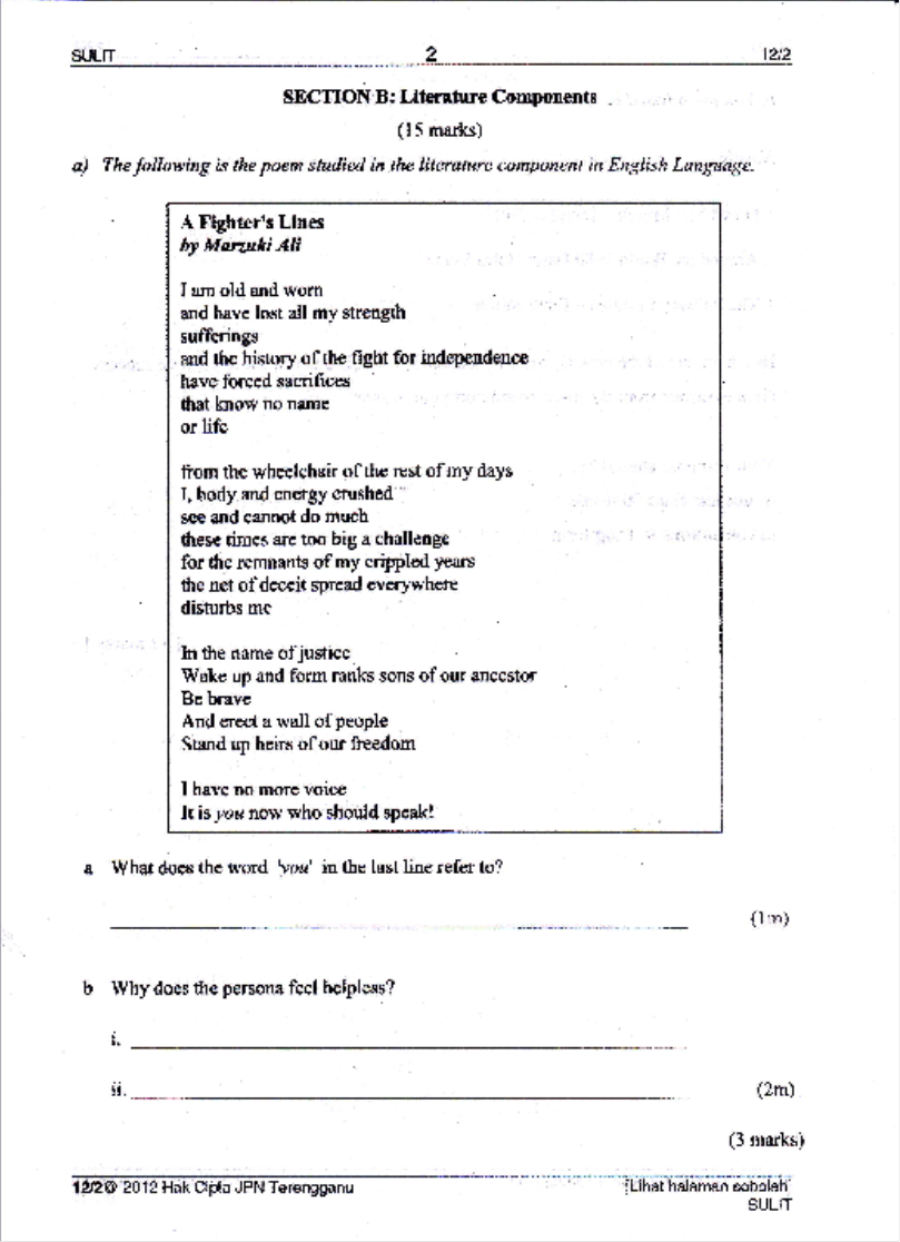 Janny's Blog: TERENGGANU PMR TRIAL ENGLISH PAPER 2