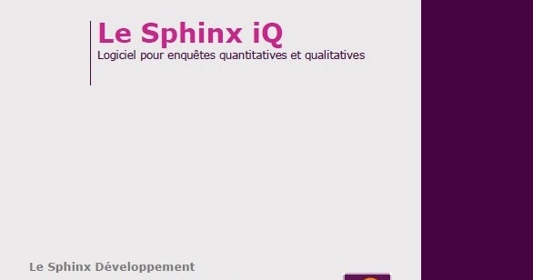 Manuel d'utilisation du logiciel Sphinx iQ