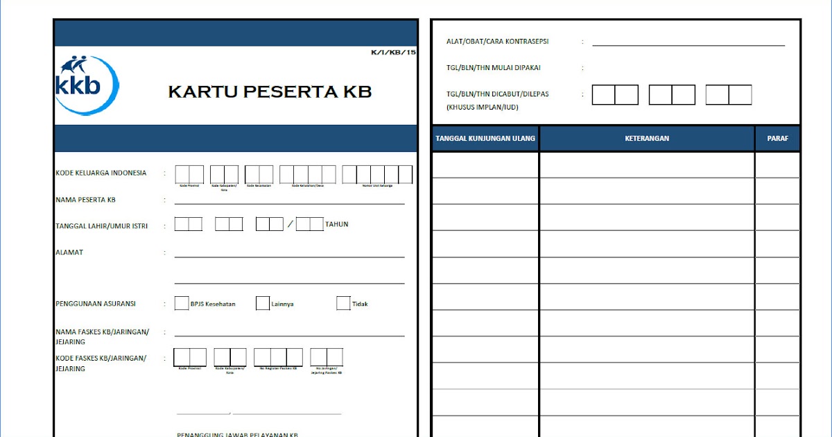 Kartu Peserta KB (K/I/KB/15) - GG FILE