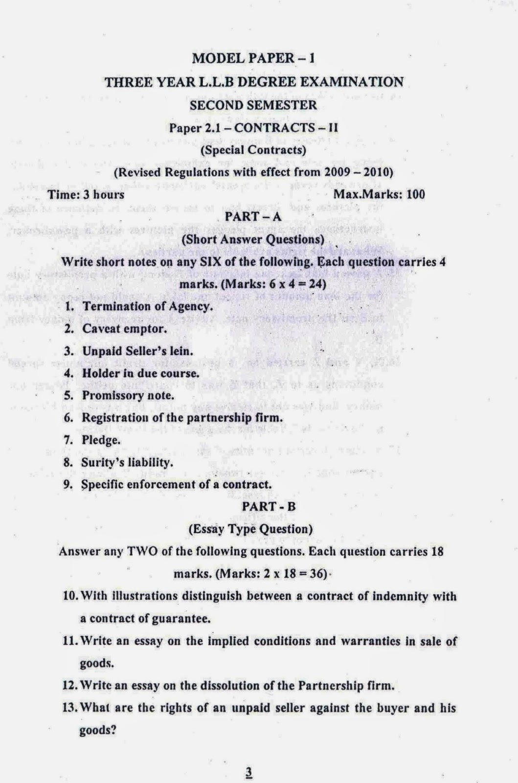 Lawdetailsblogspotin 21 Contract Ii Semister2 Sv University Model Question Papers