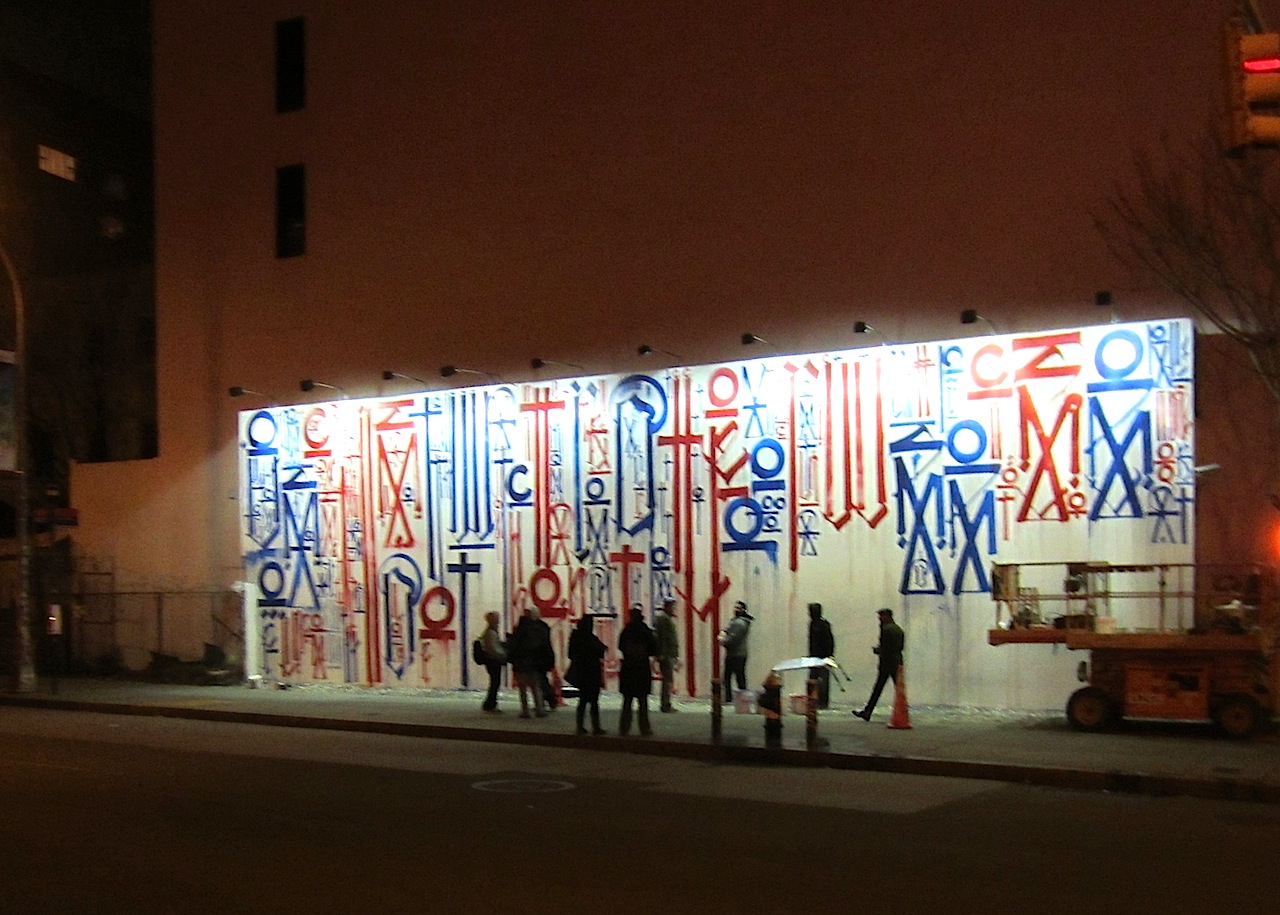 EV Grieve: Retna at work on the Houston/Bowery Mural Wall