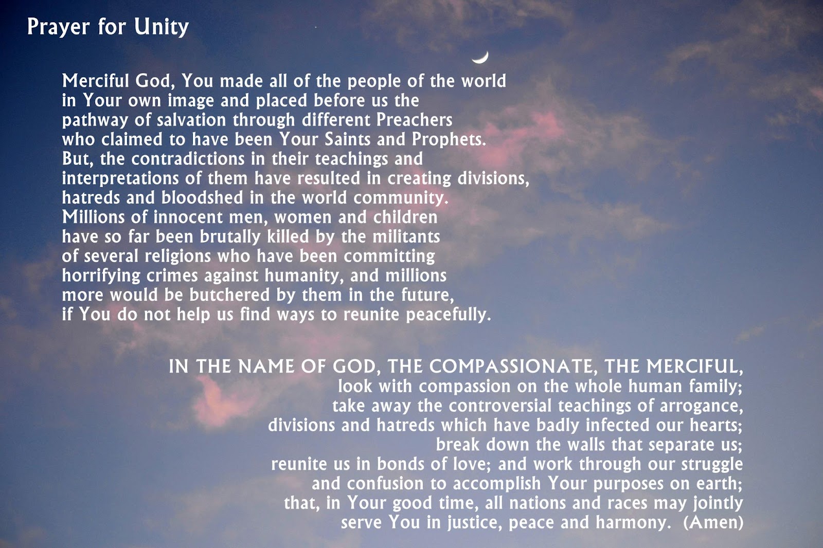 Building Bridges of Oneness: Prayer for Unity