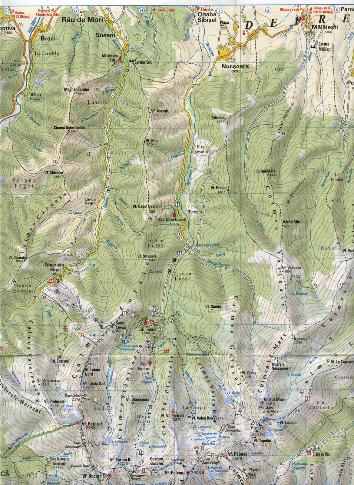Romania Live: Muntii Retezat Harta turistica detaliata a Muntilor Retezat