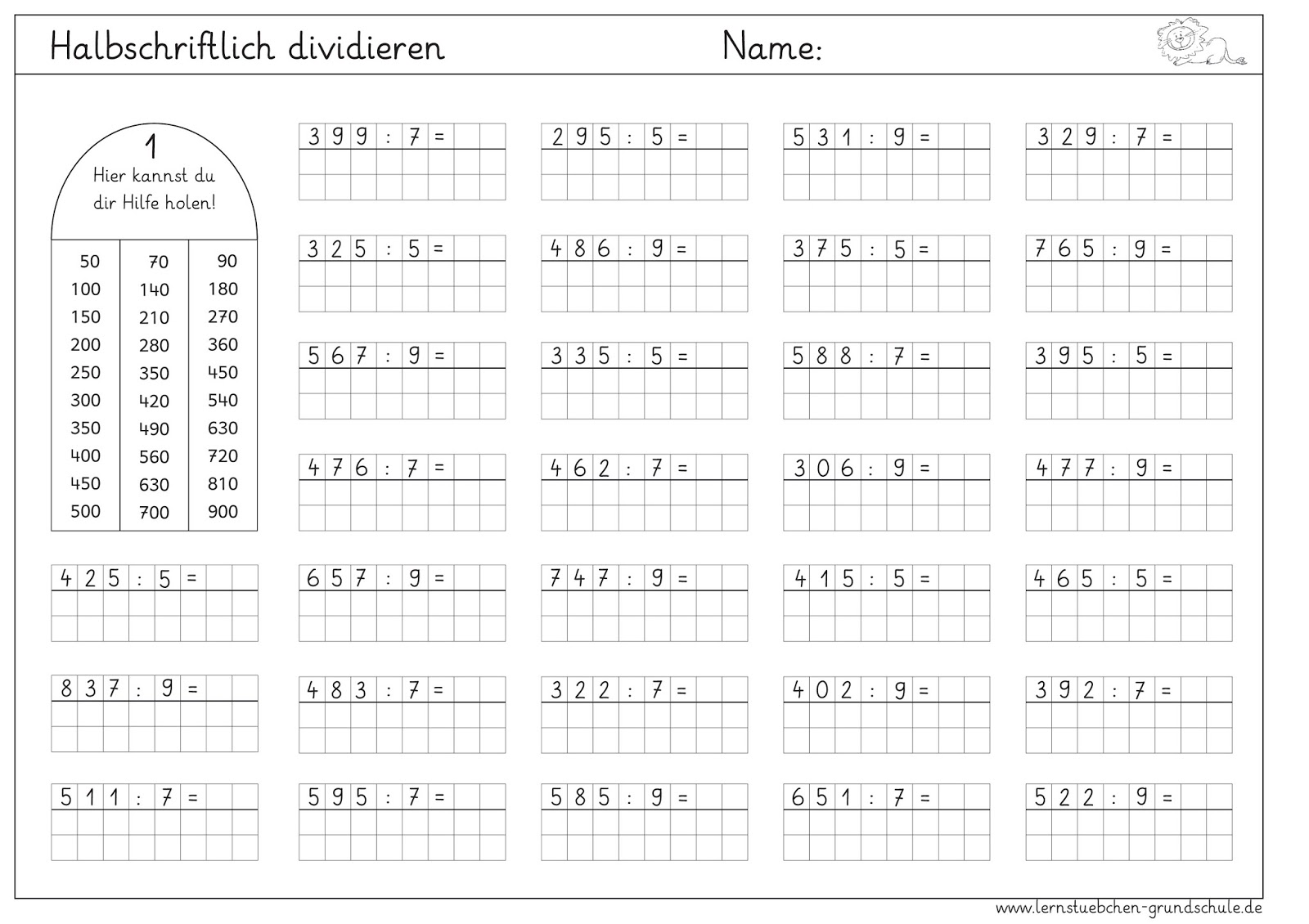 Lernstübchen: halbschriftlich teilen Lernstübchen: halbschriftlich teilen