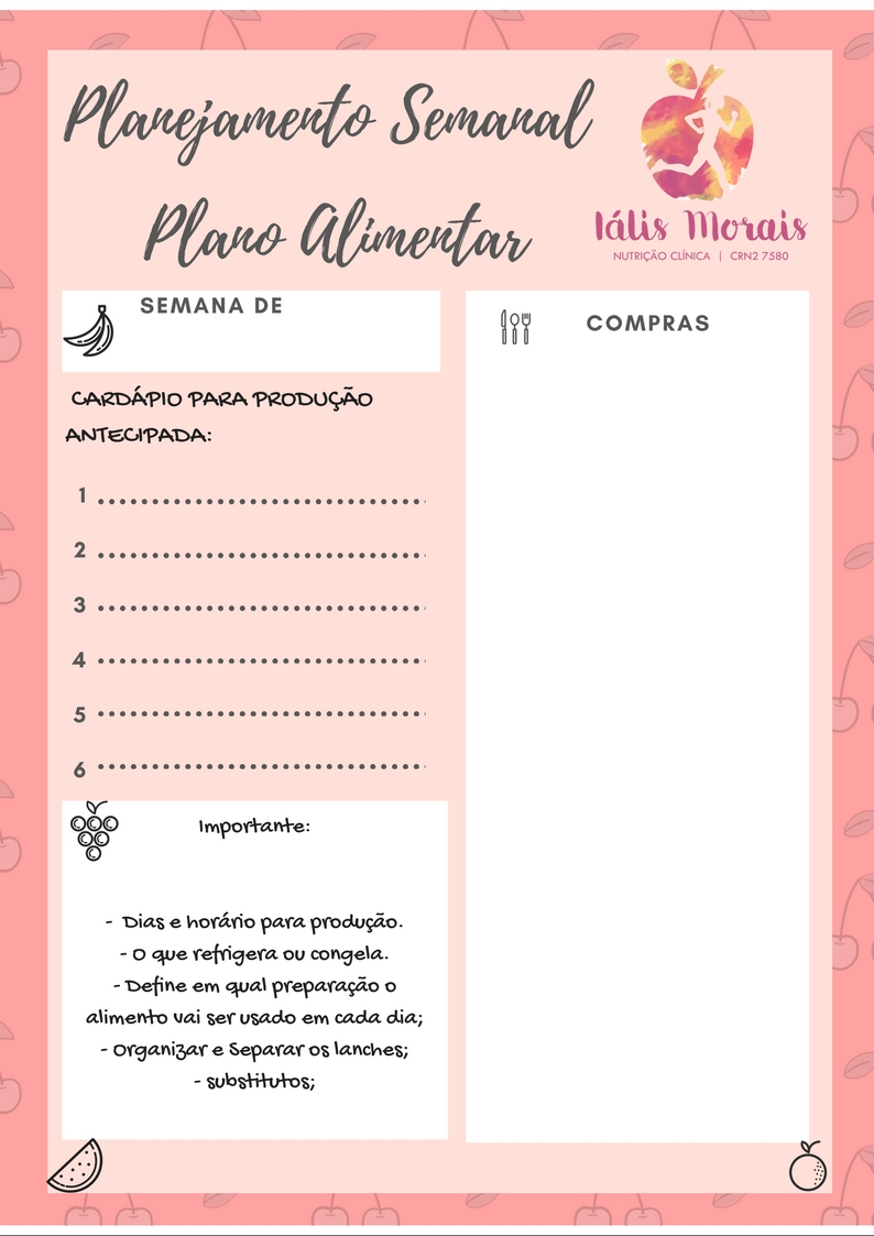 Alimentação e bem estar: Como organizar o plano alimentar semanal?