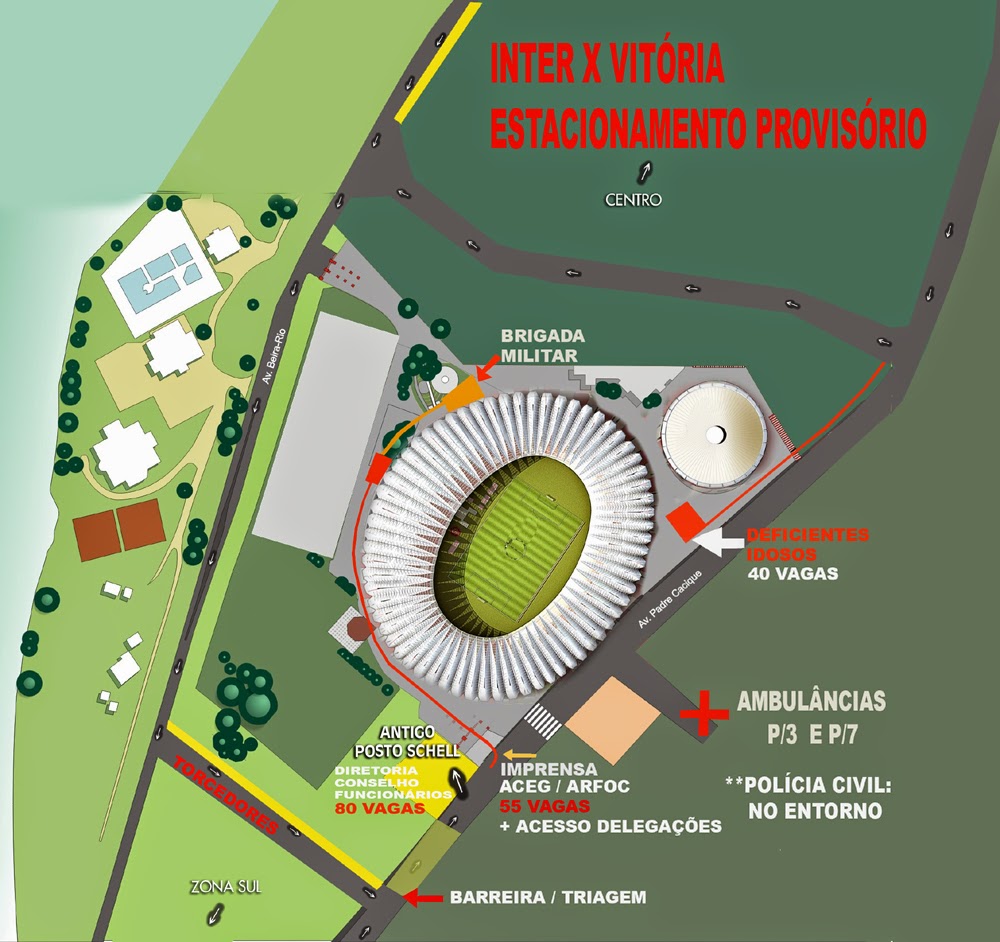 Esquema de trânsito para o jogo Inter x Vitória ~ Inter 24 Horas