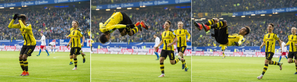 Com 4 gols de Aubameyang, BVB goleia o Hamburgo; líder Bayern tropeça ...