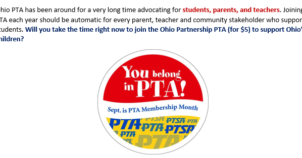 The Ohio PTA Voice: You belong in PTA! / September is PTA Membership Month