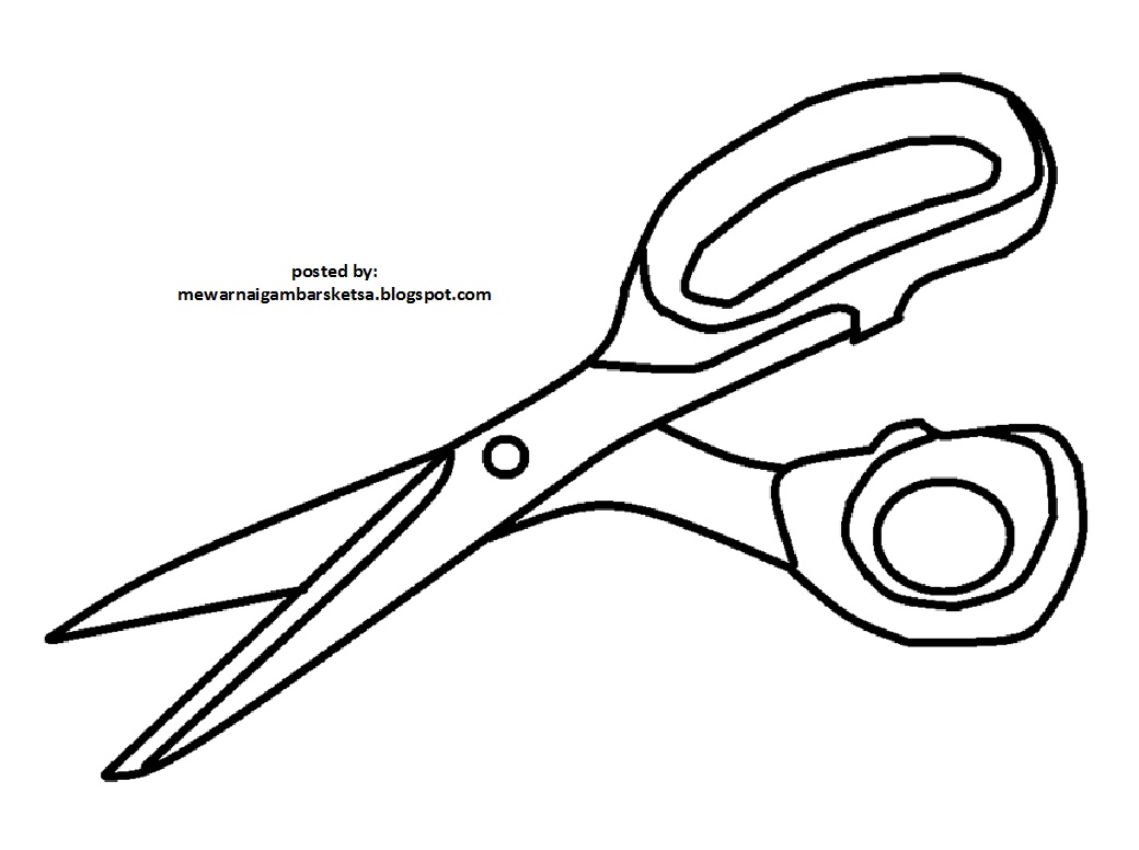 Mewarnai Gambar: Mewarnai Gambar Sketsa Gunting Kertas 3