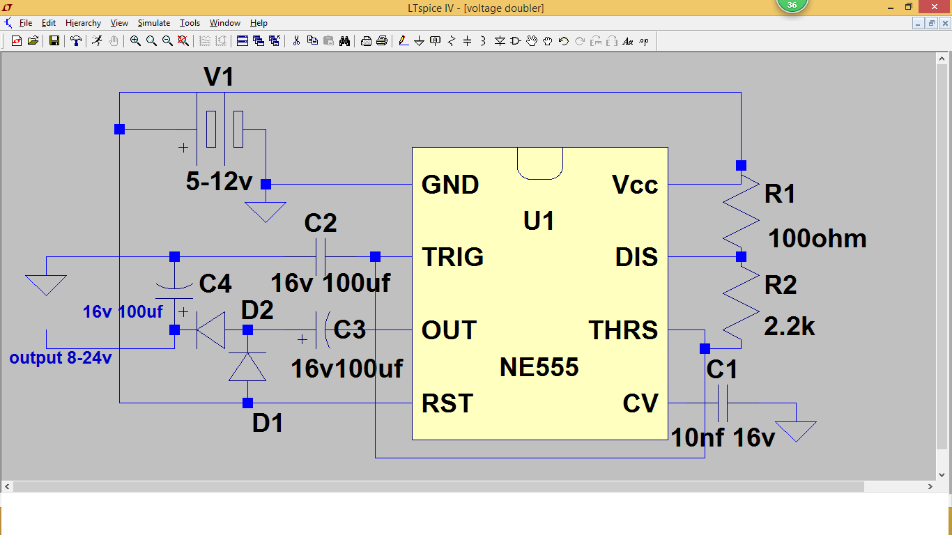 555 Timer Projects: Voltage Doubler using NE555 Project#4