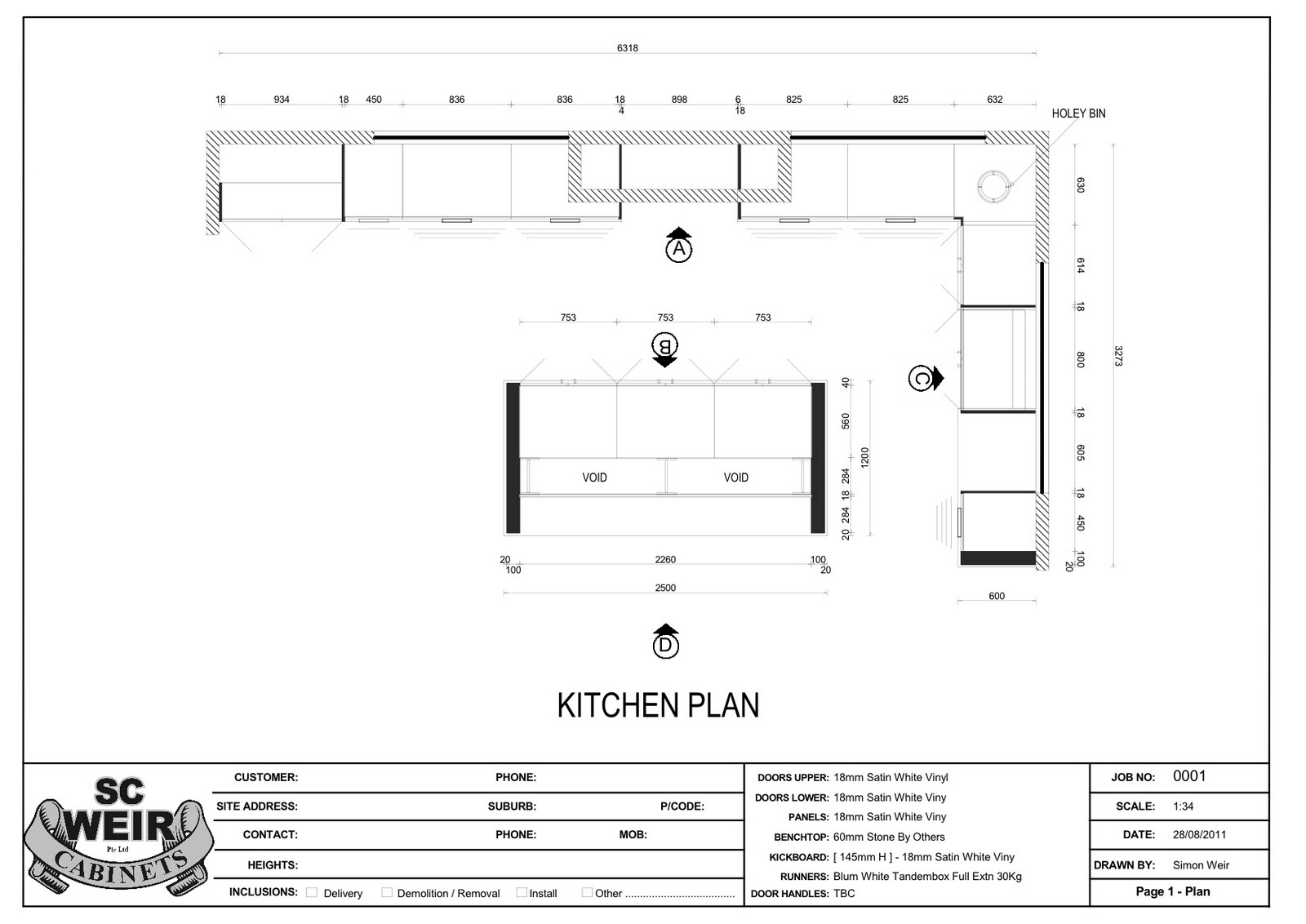 White Verandah: Kitchen drawings