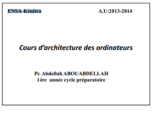 Cours d’architecture des ordinateurs | tc-ensakh