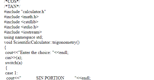 TRIGONOMETRY IN CPP SOURCE CODE SIN COS TAN