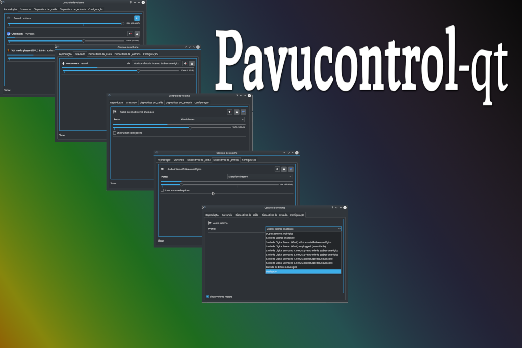 Mixer Pavucontrol-qt no seu Debian, Ubuntu e derivados