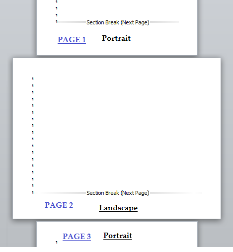 How to insert landscape orientation in Word?