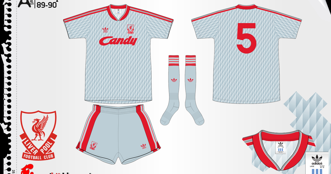Kit Design, by eroj: 1989-91 Liverpool (Home, Away e GK)