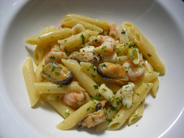 el placer del paladar: Penne Rigate con Marisco