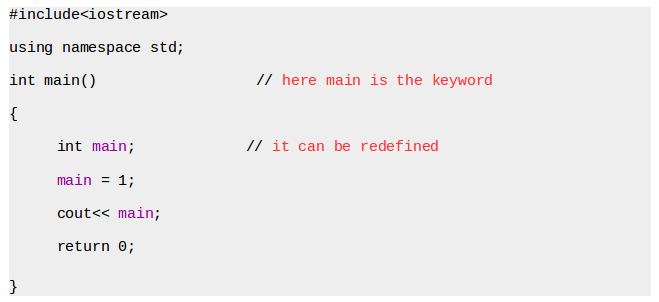 Keywords and Reserved Words ~ COMSCIGUIDE