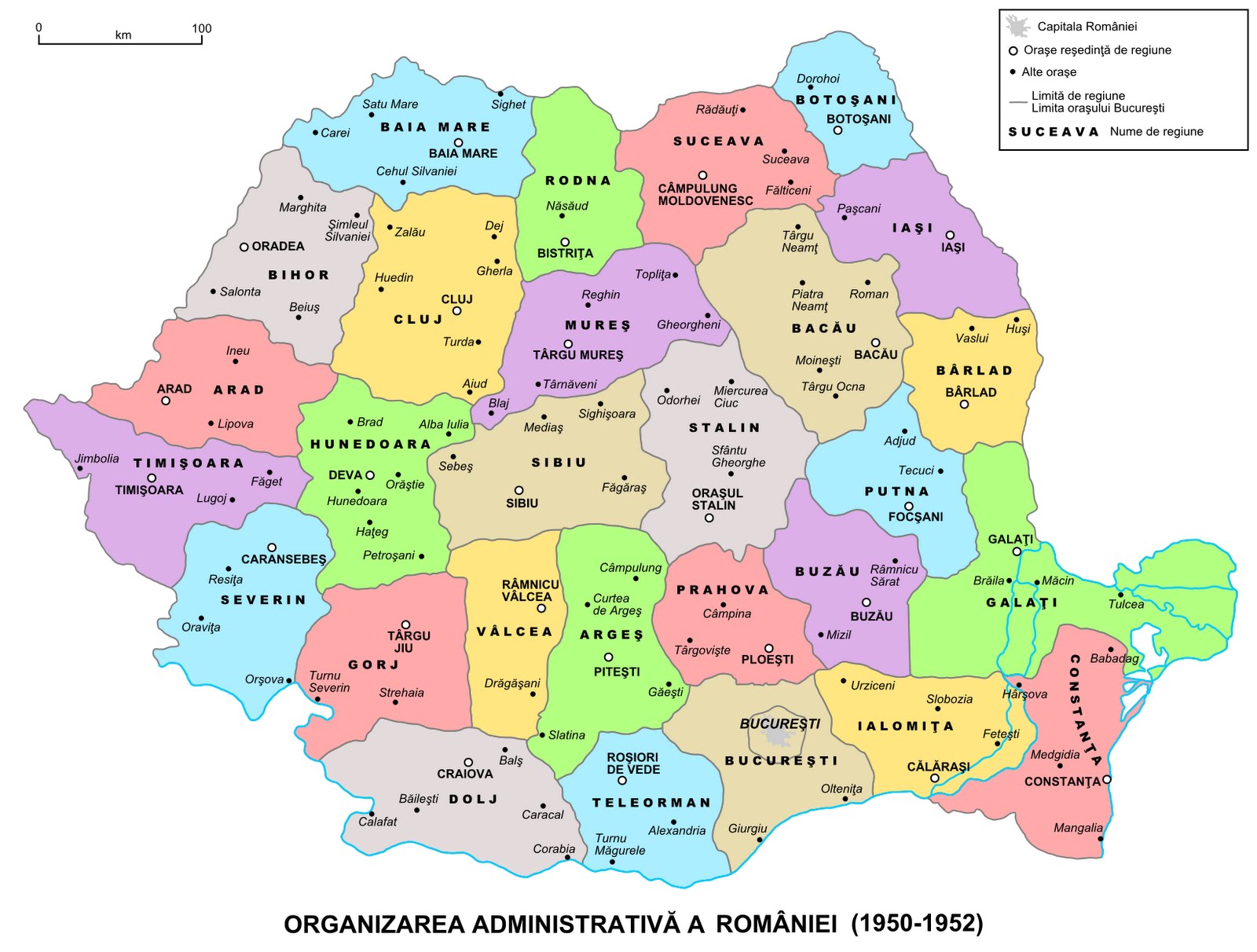 PLANETA ILUZIILOR: Harta României / Organizare administrativă 1950-1952