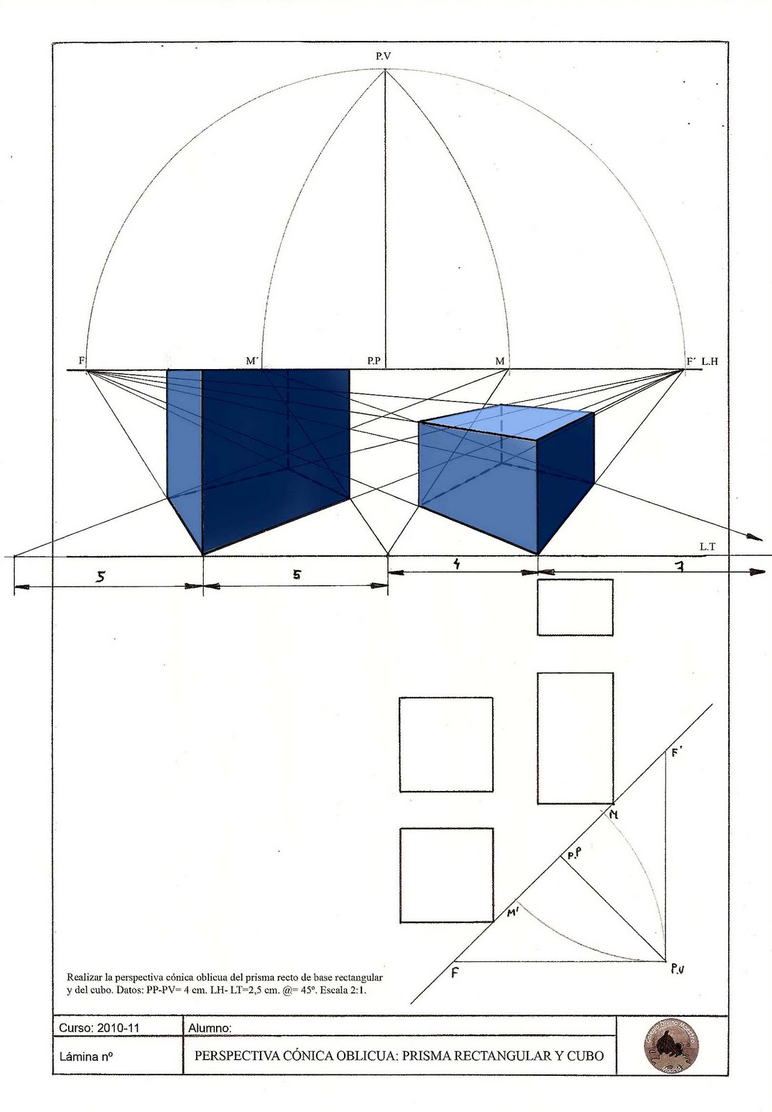 E. PLÁSTICA Y VISUAL 3ºESO: Lámina 27: Pespectiva cónica oblicua ...