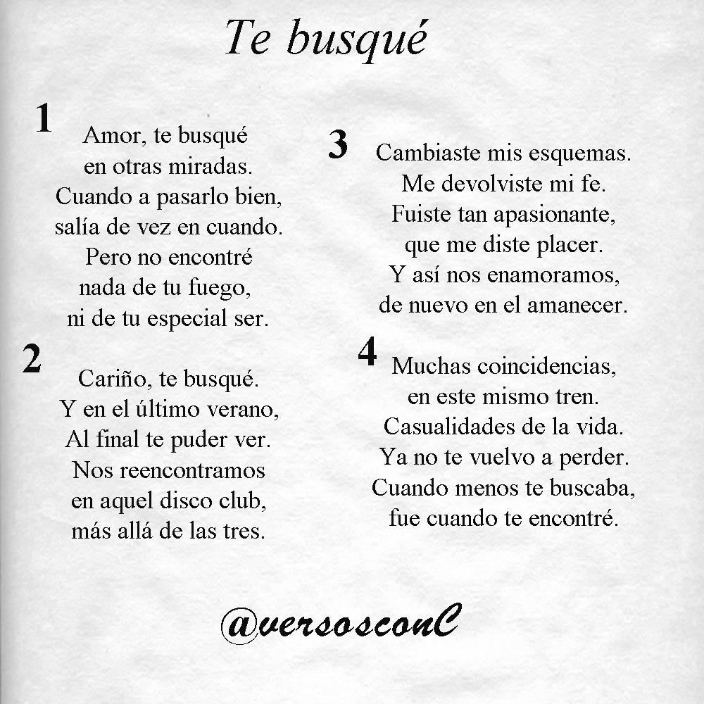 Te busqué (8) #pasionesdeverano - Versos con C - poemas de amor y de ...