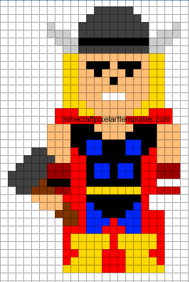 Pixel art Thor | Modèle Coloriage Facile | Dessin à Imprimer