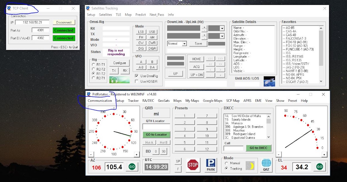 Remotely controlling the Az-El rotators