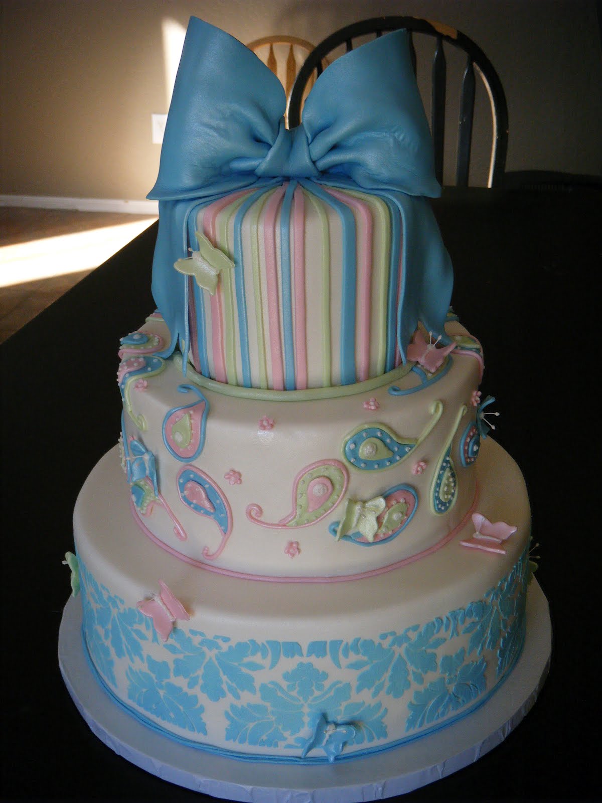 Cassy's Cakes: Pastel pink, blue, and green wedding cake